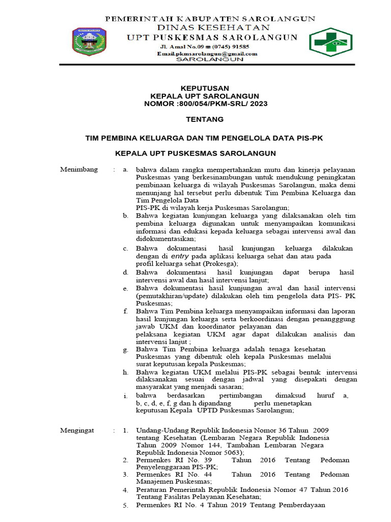 2.5.1.a. SK Tim Pendamping Keluarga | PDF