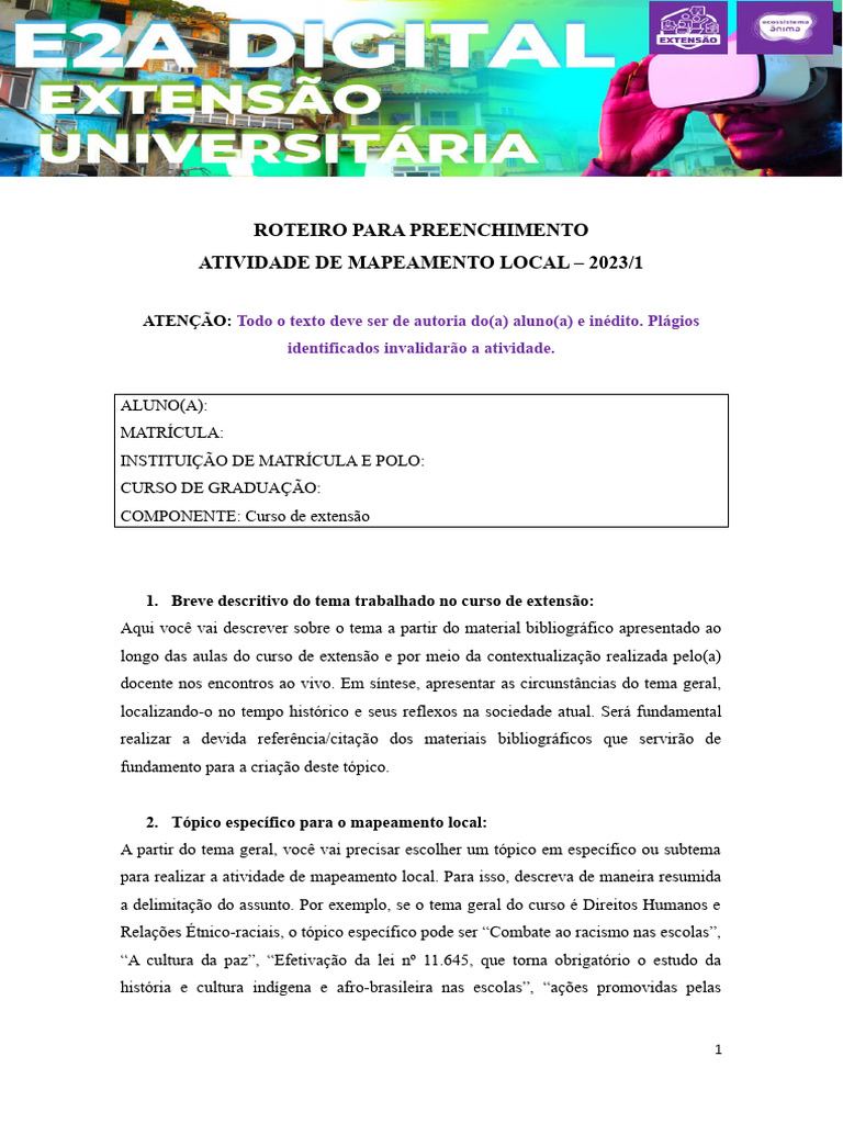 Template para Preenchimento - Atividade de Mapeamento Local - 2023 - 1 ...