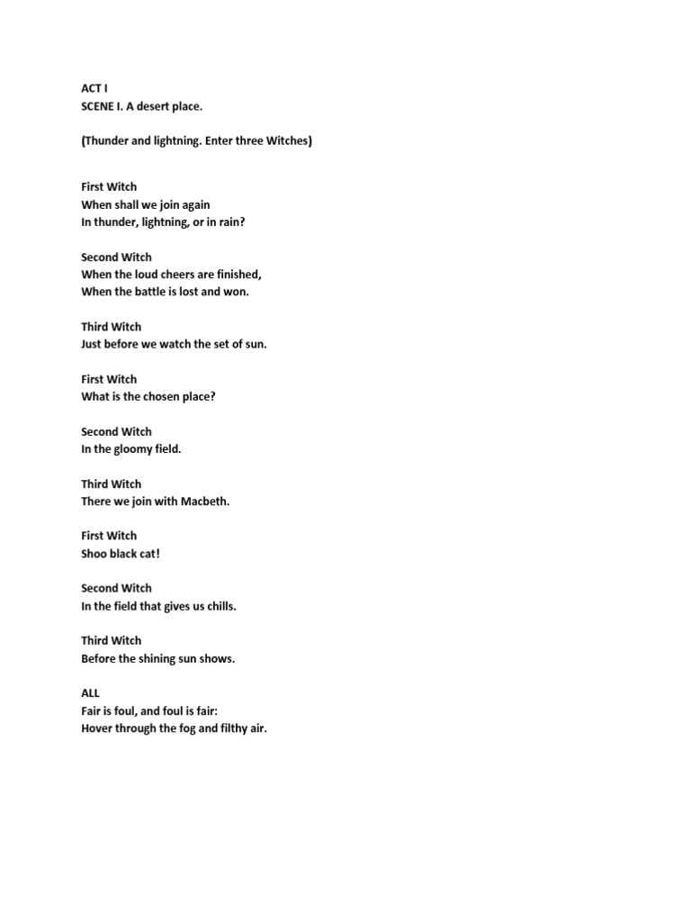 Witches' Spells in Macbeth Act I | PDF | Art | Mystery, Thriller ...