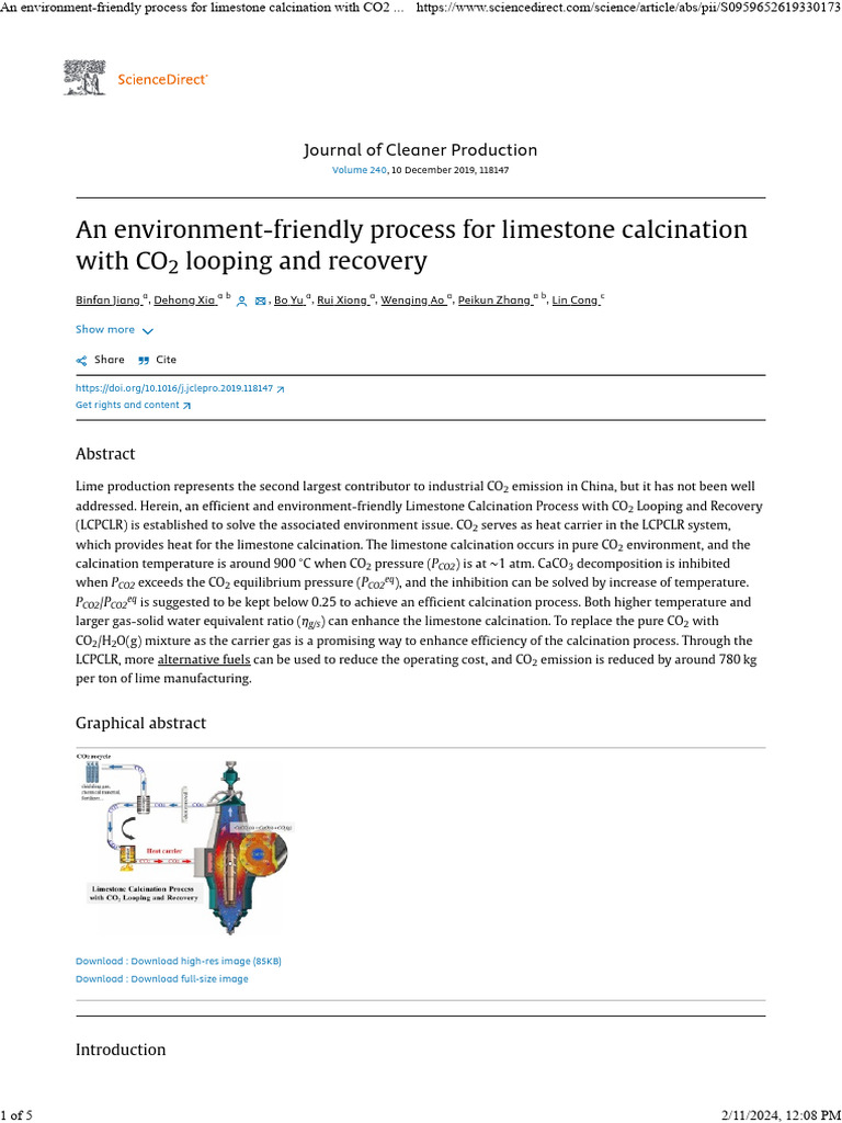 Eco-Friendly Limestone Calcination Process | PDF | Carbon Dioxide | Chemical Substances