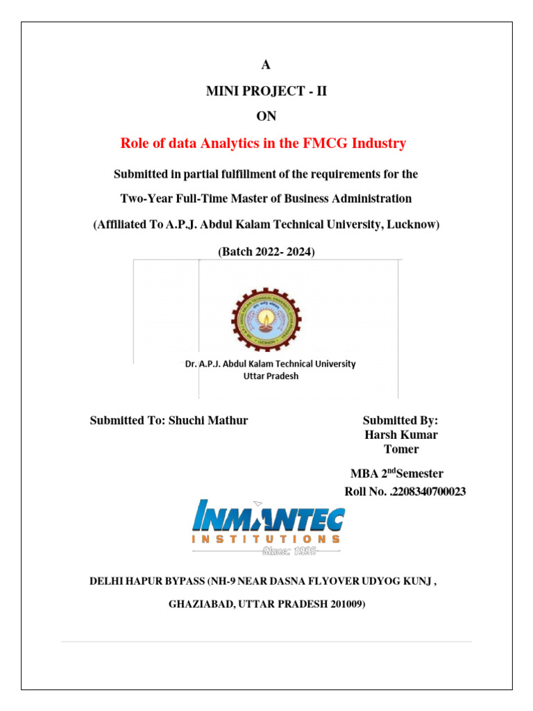 Harsh Kumar Tomer Mini Project 2 | PDF | Analytics | Predictive Analytics