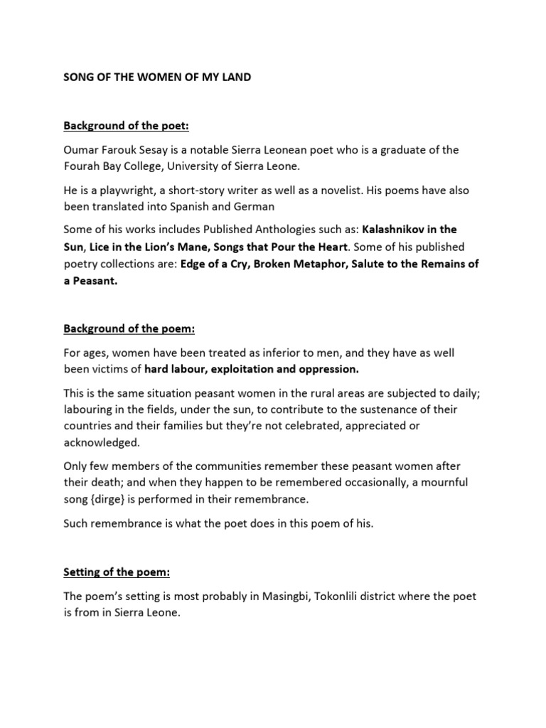 The Song of Women: Struggles and Resilience | PDF | Poetry