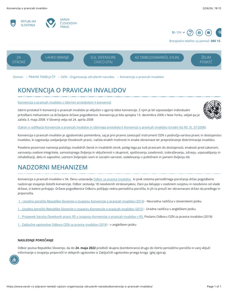 Konvencija o Pravicah Invalidov | PDF