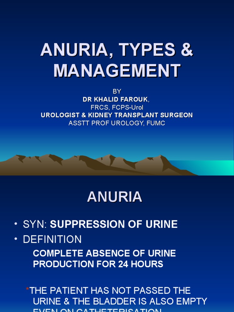 Anuria, Types & Management | PDF | Kidney | Sepsis