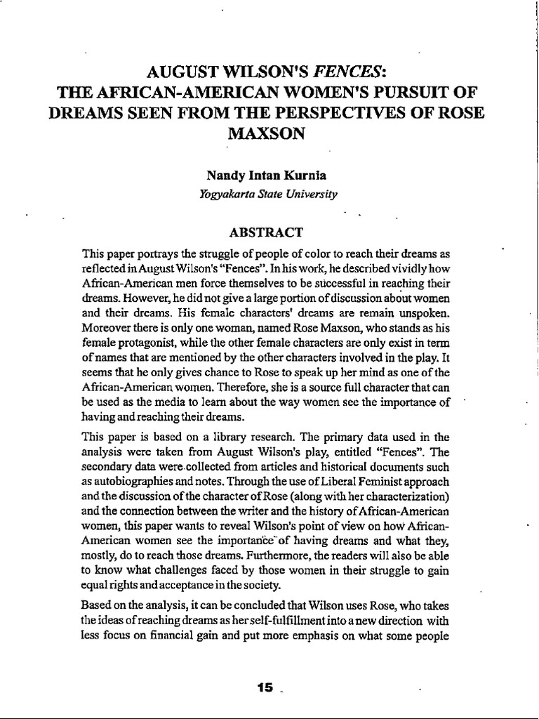 August Wilsons Fences The African Americ | PDF