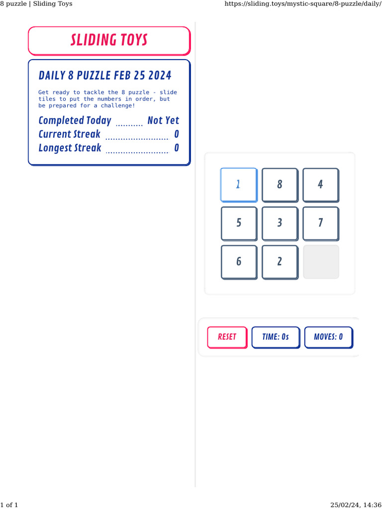 Daily 8 Puzzle Challenge | PDF