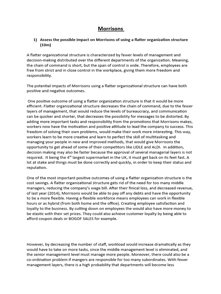 Morrisons 10 Mark | PDF | Organizational Structure | Employment