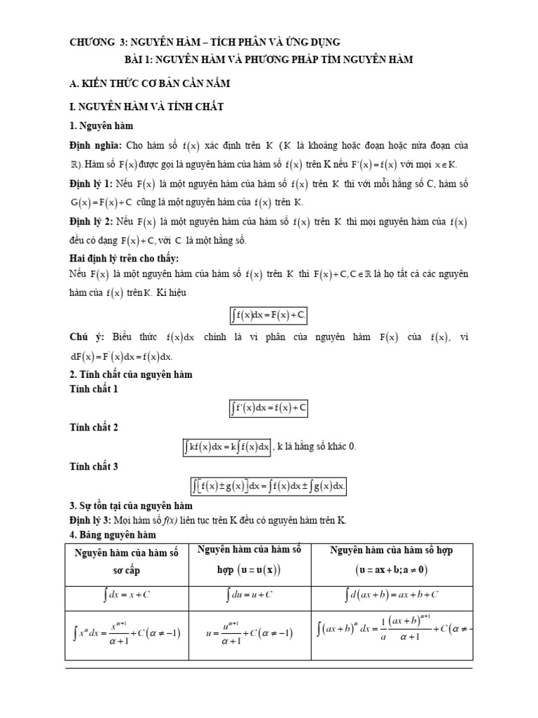 Cac Dang Bai Tap VDC Nguyen Ham Tich Phan Va Ung Dung | PDF