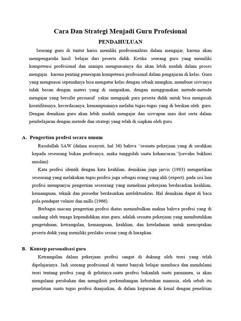 Cara Dan Strategi Menjadi Guru Profesional Pdf