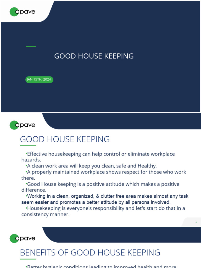 Benefits of Effective Housekeeping | PDF