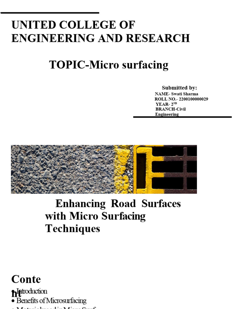 United College of Engineering and Research TOPIC-Micro Surfacing | PDF
