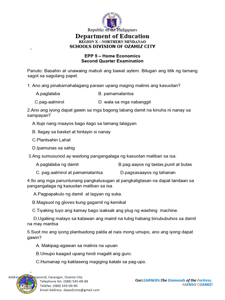 EPP 5 HE Q2 Exam | PDF