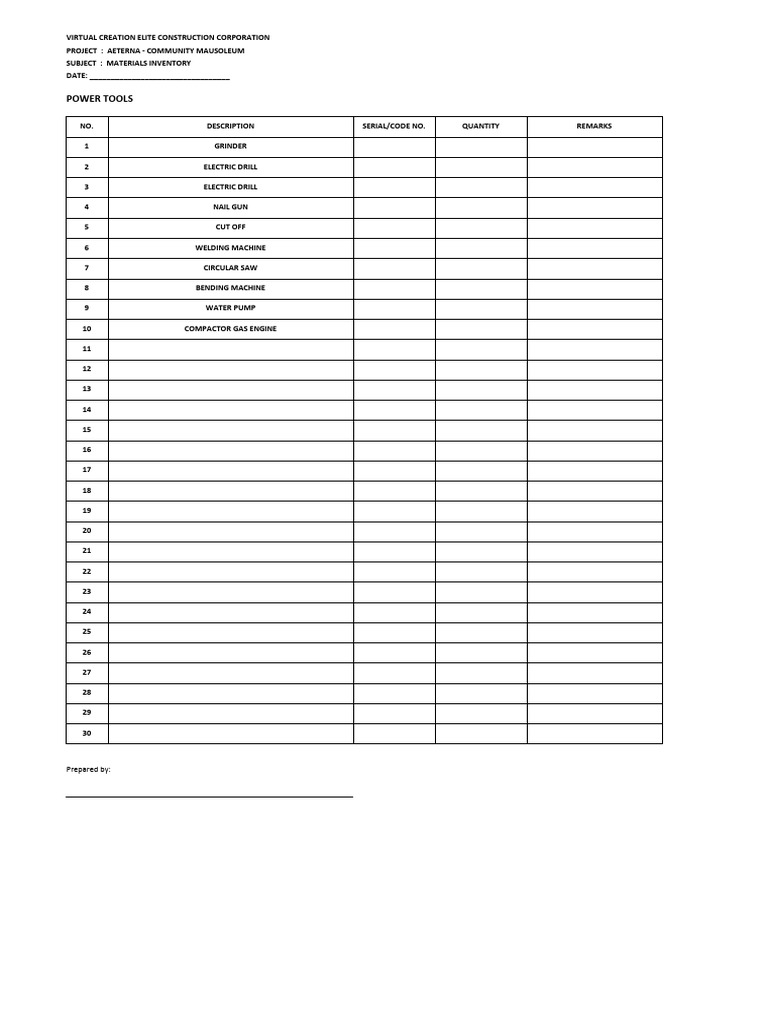 Inventory Form | PDF