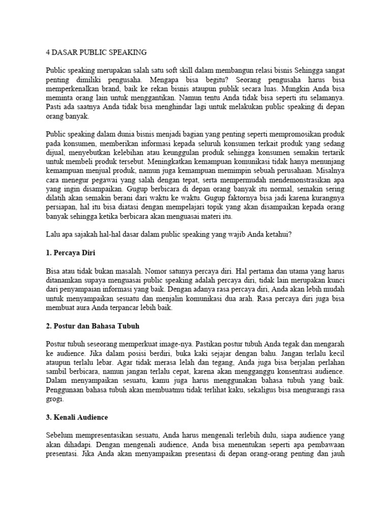 4 Dasar Public Speaking | PDF