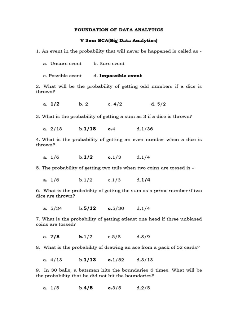 QB Data Analytics | PDF | Probability Distribution | Random Variable QB Data Analytics | PDF | Probability Distribution | Random Variable