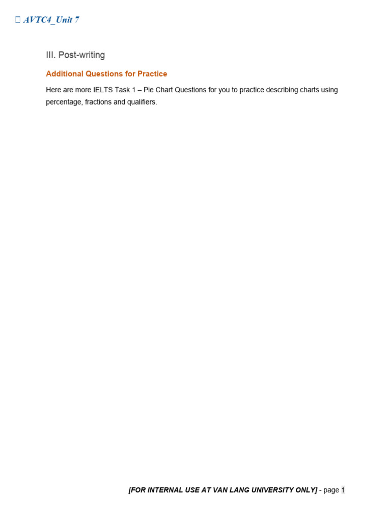 After Class - AVTC4 - Unit 7 - Pie-Charts | PDF | Pie Chart | Food And ...