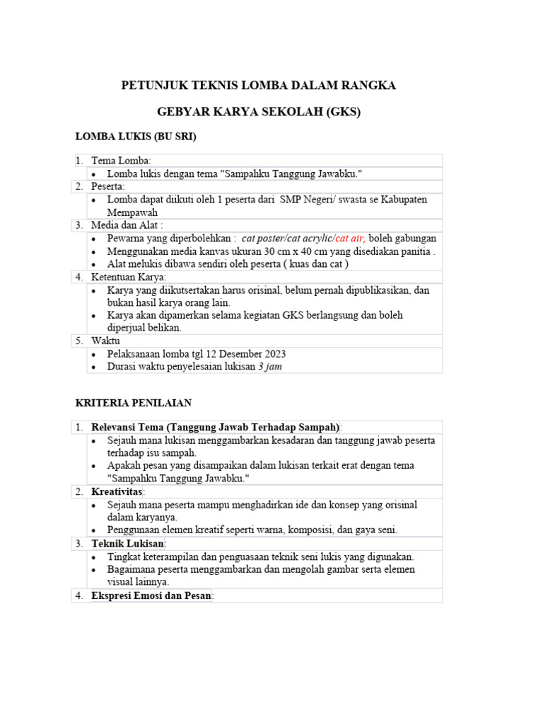 Juknis Lomba Revisi | PDF