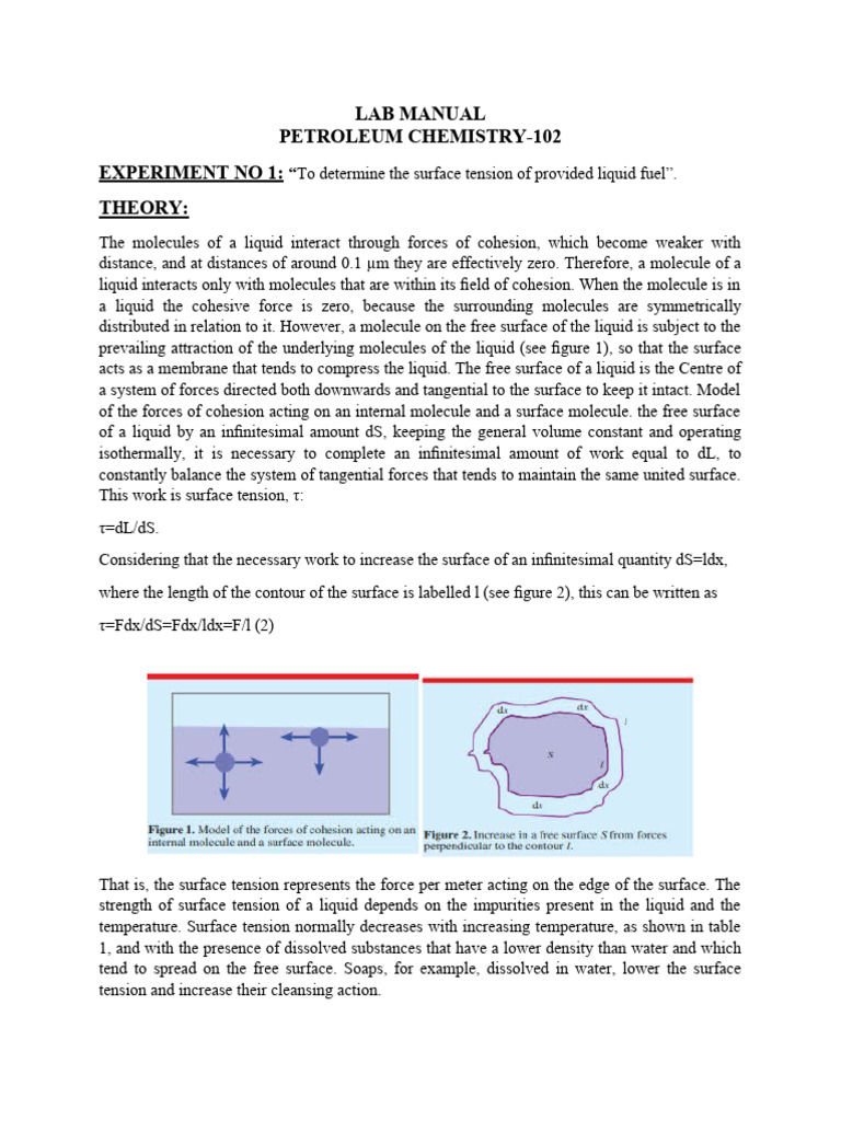 Lab Manual Petroleum Chemistry-102 Experiment No 1: Theory:: "To ...