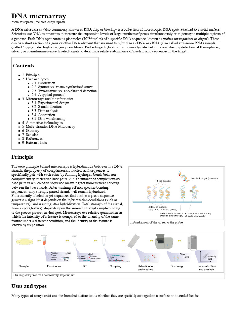 DNA Microarray - Wikipedia, The Free Encyclopedia | PDF | Dna ...