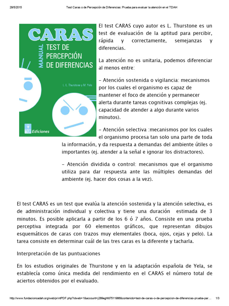 Test Caras o de Percepción de Diferencias - Prueba para Evaluar La ...