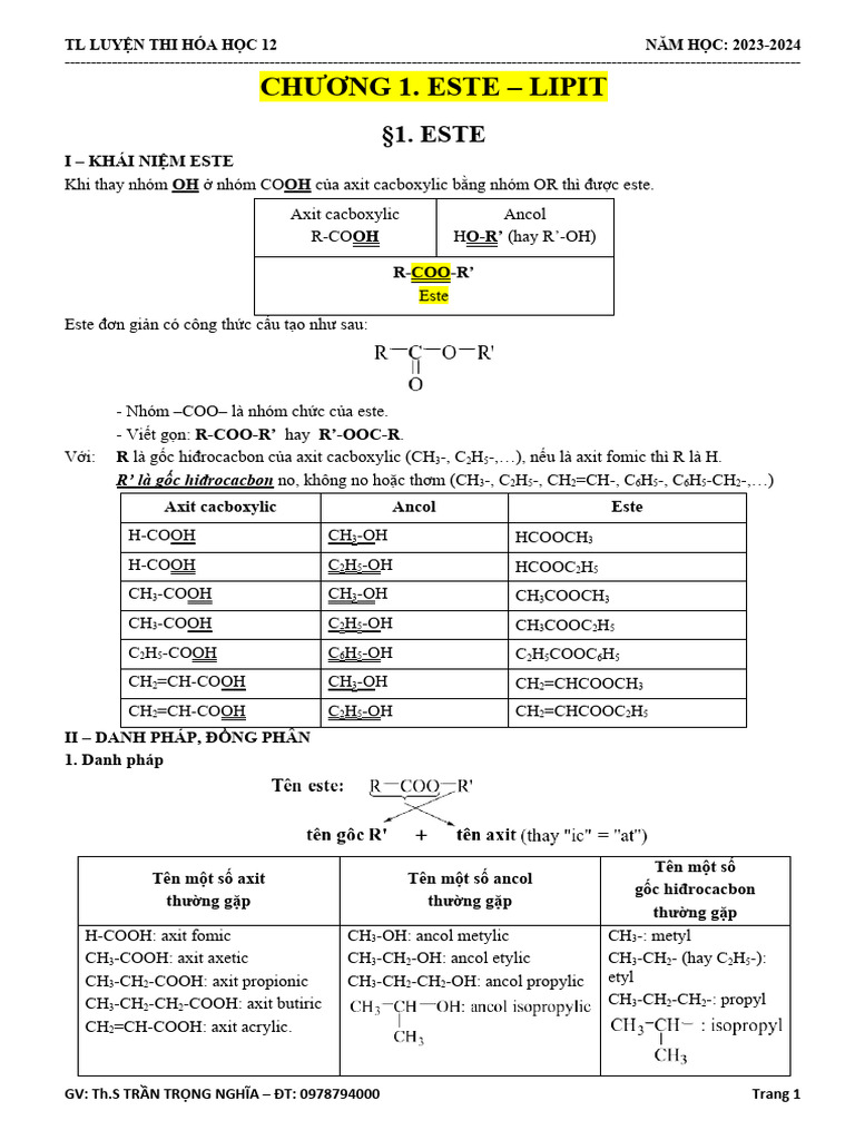 Chương 1 Este Lipit | PDF