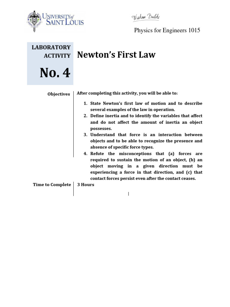 EXP 4 Newtons 1st Law Final | PDF