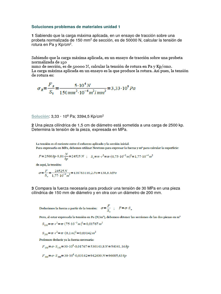 Soluciones Problemas de Materiales Unidad 1 | PDF | Dureza | Mecánica