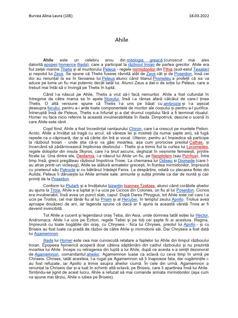 Ahile-Proiect Latina | PDF