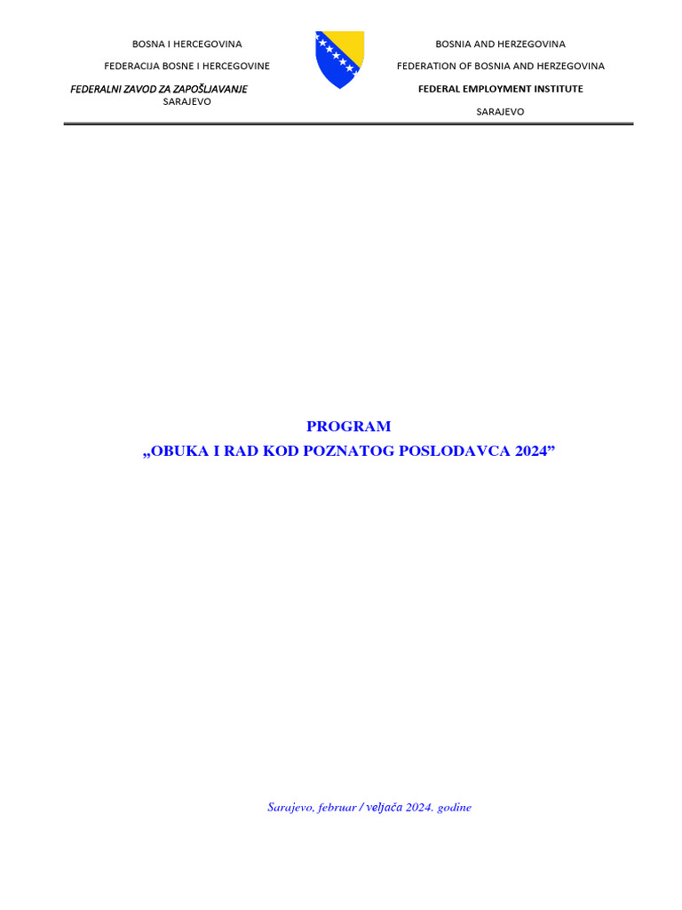 Program Obuka I Rad Kod Poznatog Poslodavca 2024 | PDF