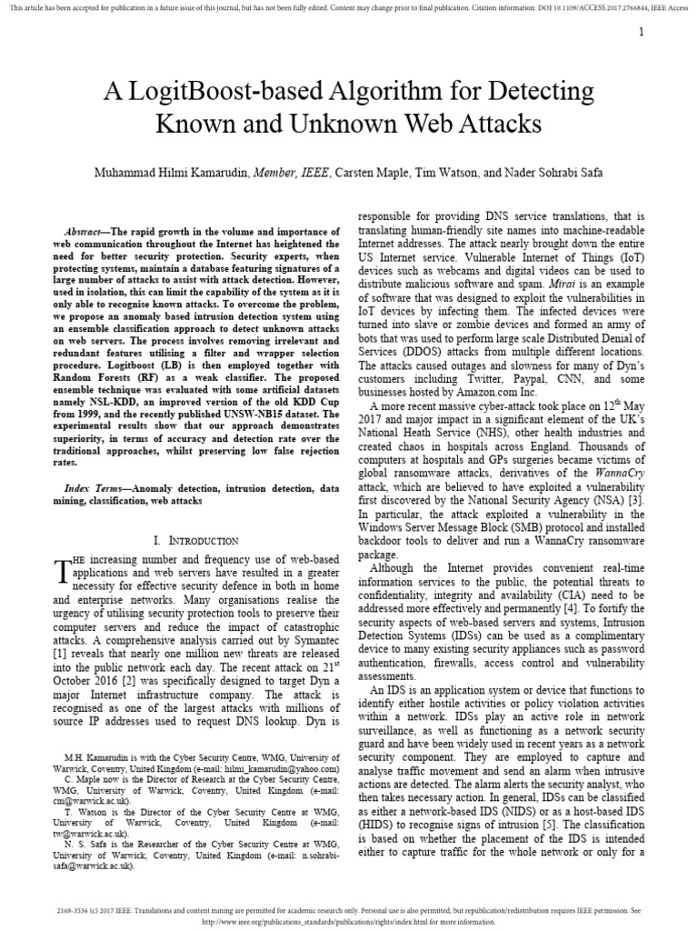 A Logit Boost Based Algorithm For Detect | PDF | Computer Security | Security