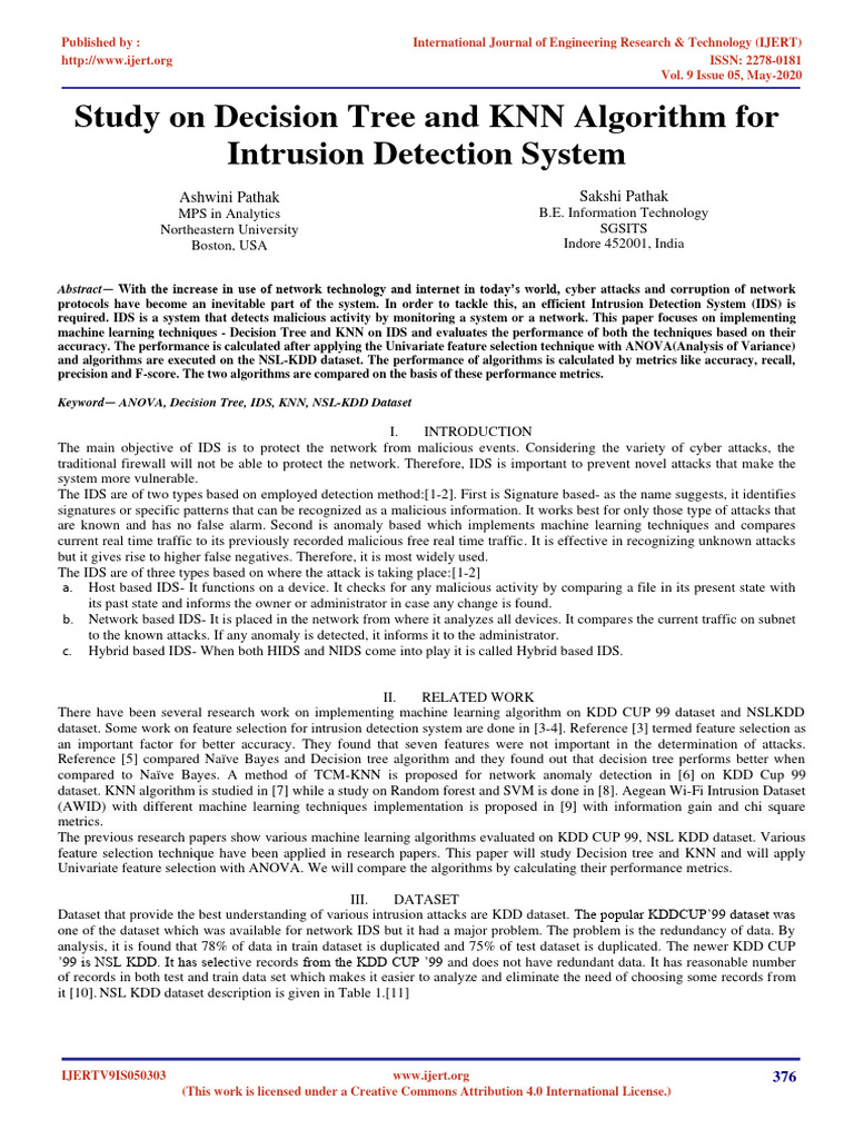 Study On Decision Tree and KNN Algorithm For Intrusion Detection System ... Study On Decision Tree and KNN Algorithm For Intrusion Detection System ...