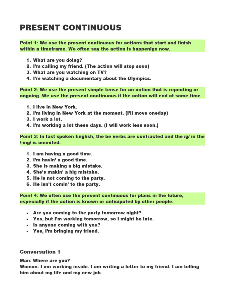 Present Continuous | PDF