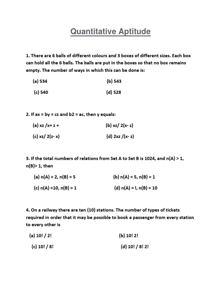 Quantitative Aptitude Practice Questions | PDF | Mathematics