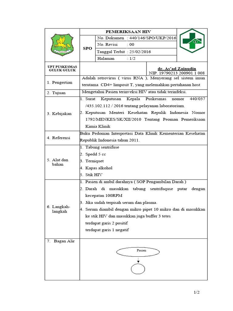 SOP Pemeriksaan HIV | PDF | Pengembangan Diri | Sains & Matematika