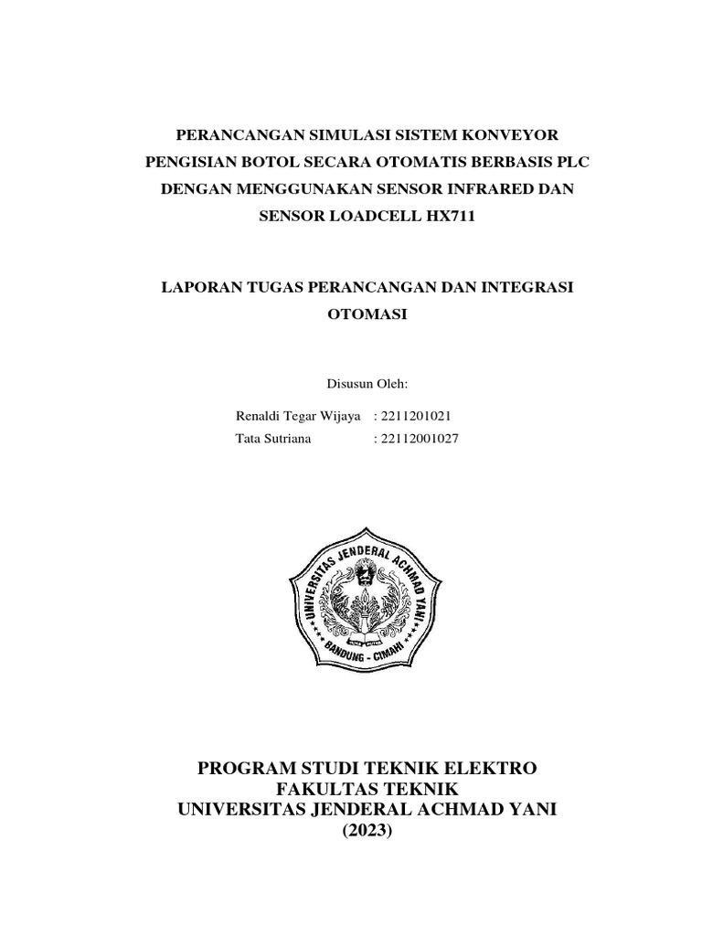 PERANCANGAN SIMULASI SISTEM KONVEYOR PENGISIAN BOTOL SECARA OTOMATIS ... PERANCANGAN SIMULASI SISTEM KONVEYOR PENGISIAN BOTOL SECARA OTOMATIS ...