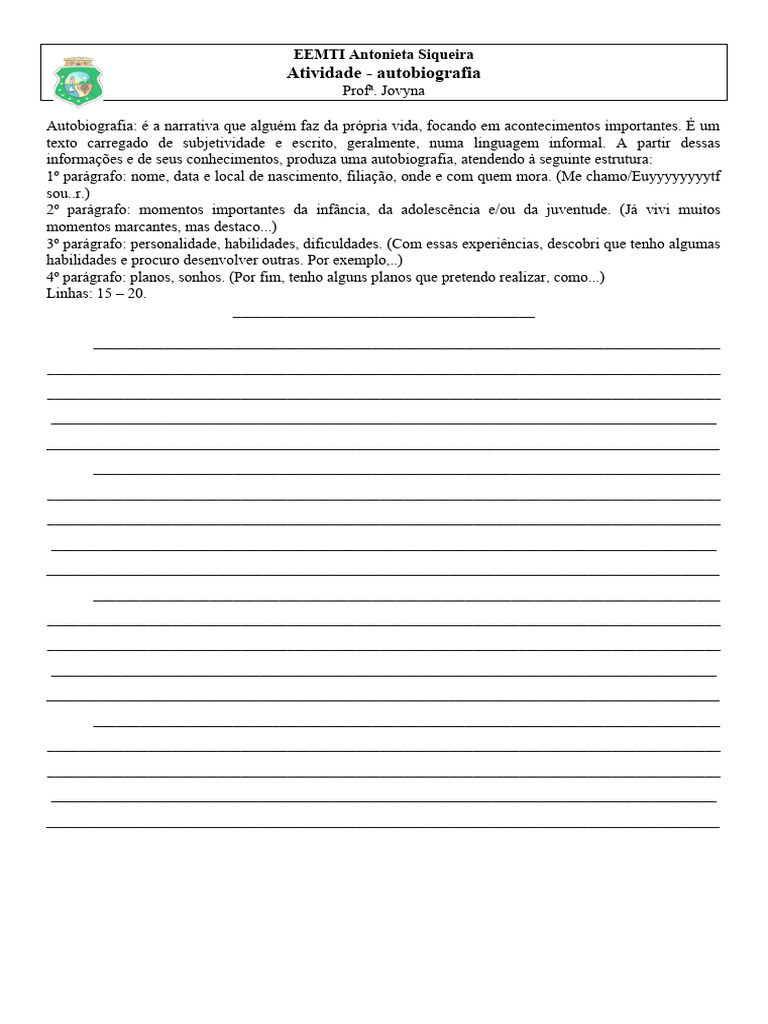Autobiografia: Estrutura e Exemplos | PDF