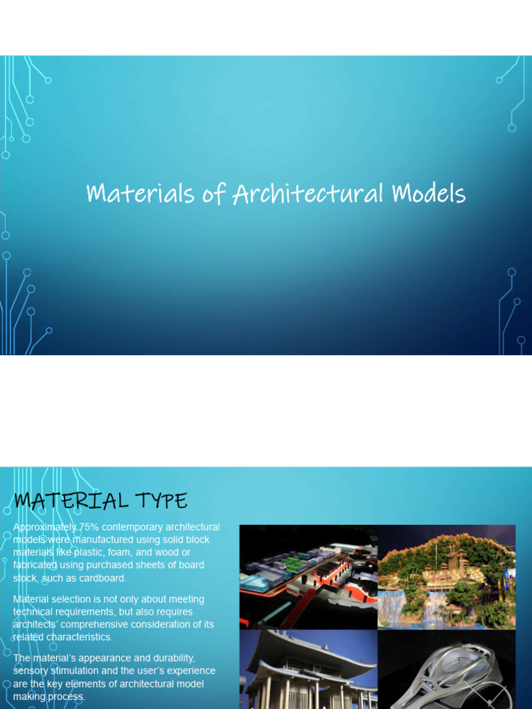 Materials of Architectural Model | PDF | Materials | Building Engineering
