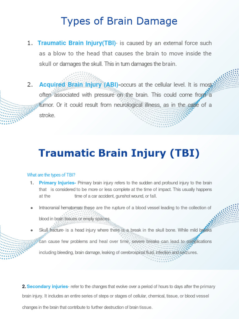 Types of Brain Damage | PDF | Traumatic Brain Injury | Injury