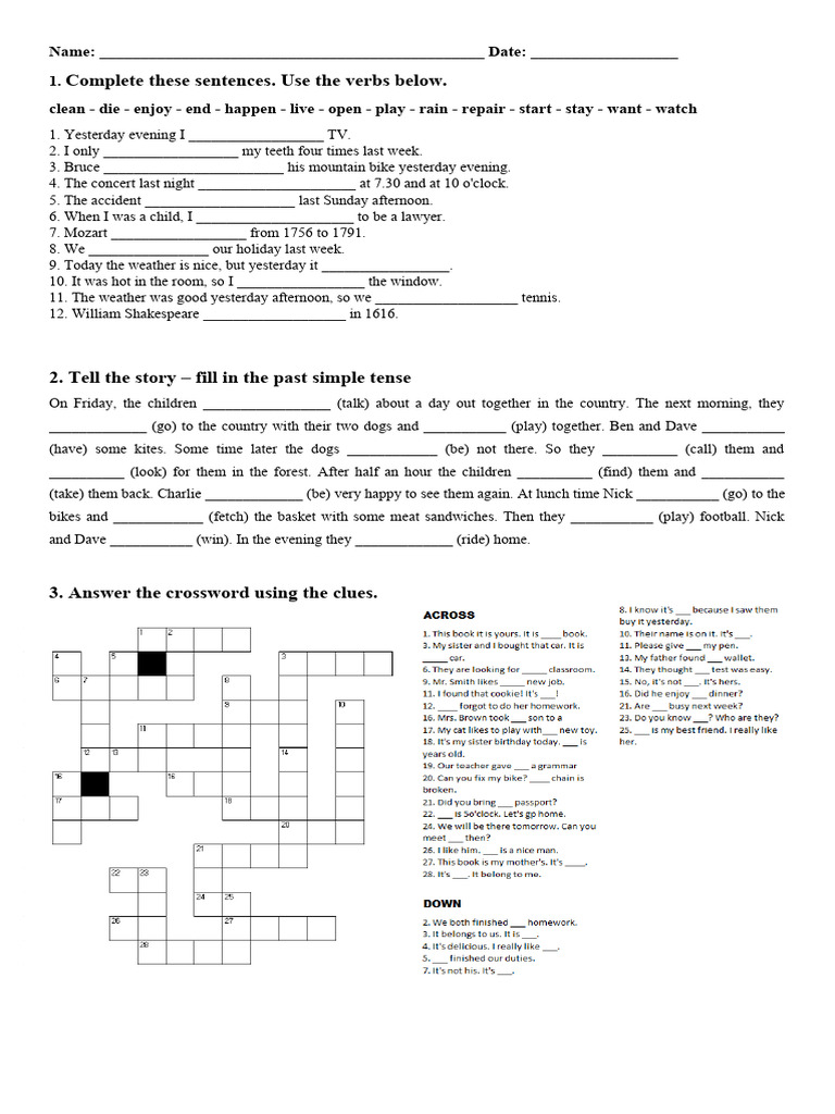 Past Simple Tense Practice Exercises | PDF | Foreign Language Studies ...