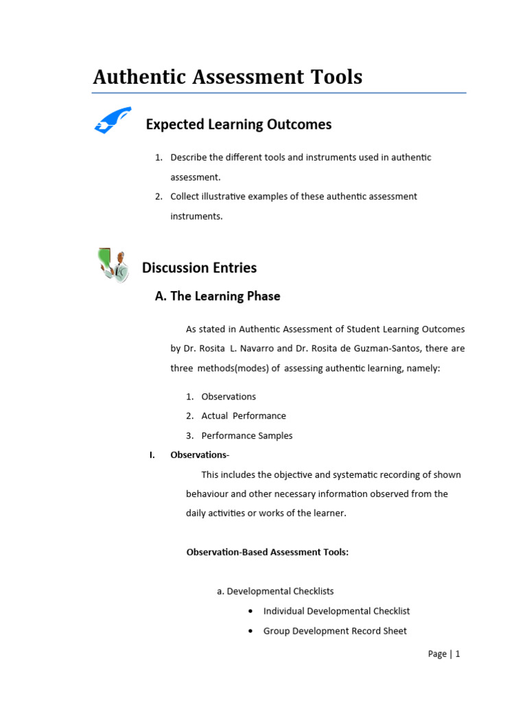 Authentic Assessment Tools | PDF | Learning | Evaluation