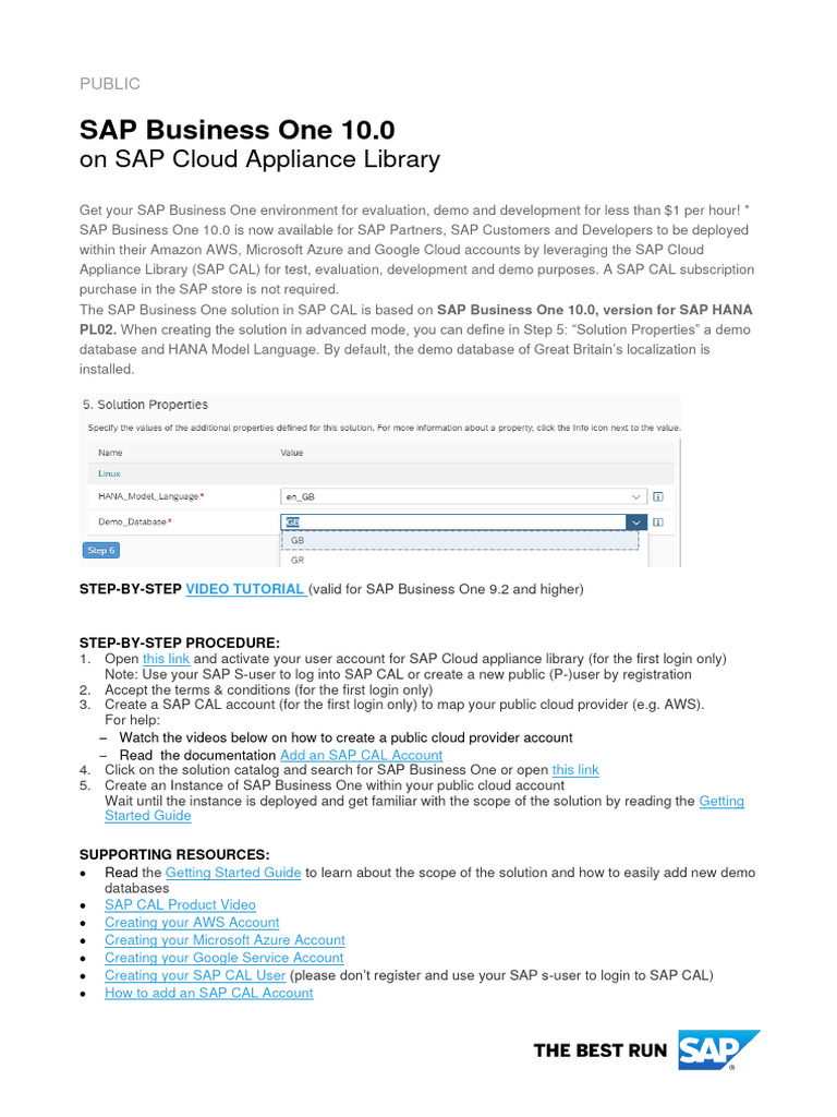 Sap Business One On Sap Cal Pdf Cloud Computing Amazon Web Services