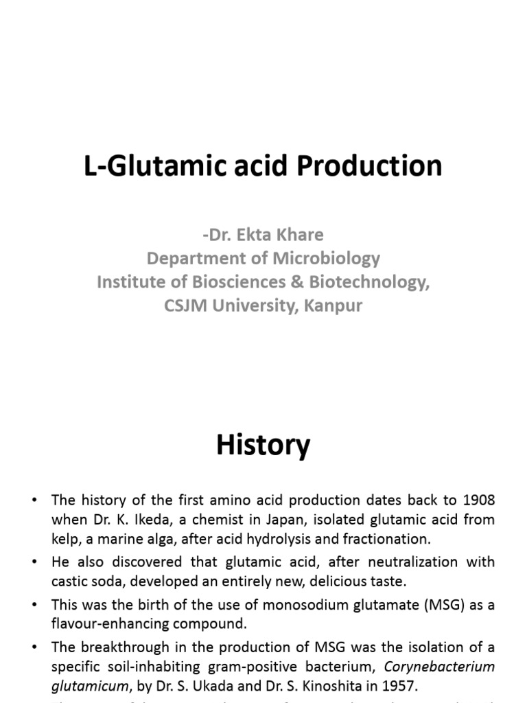 L Glutamic Acid Production | PDF | Science & Mathematics | Technology ...