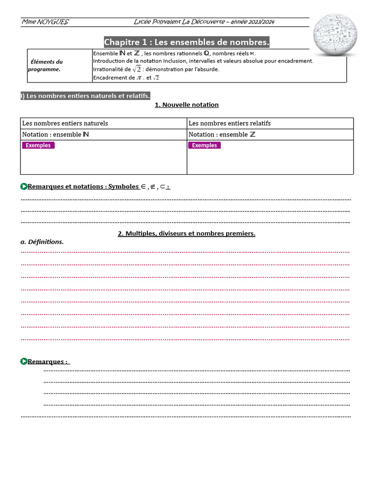 Chap 1 - Les Différents Types de Nombres Eleves | PDF Chap 1 - Les Différents Types de Nombres Eleves | PDF