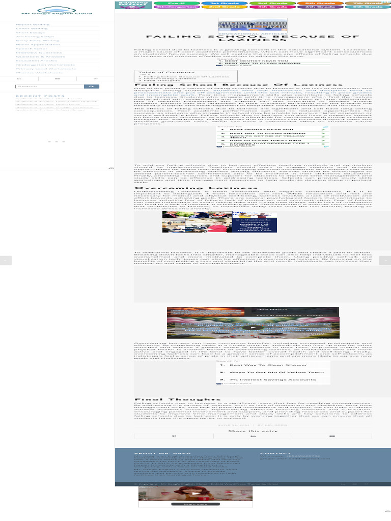 Failing School Because of Laziness - MR Greg's English Cloud 6 | PDF | Professional Skills ...