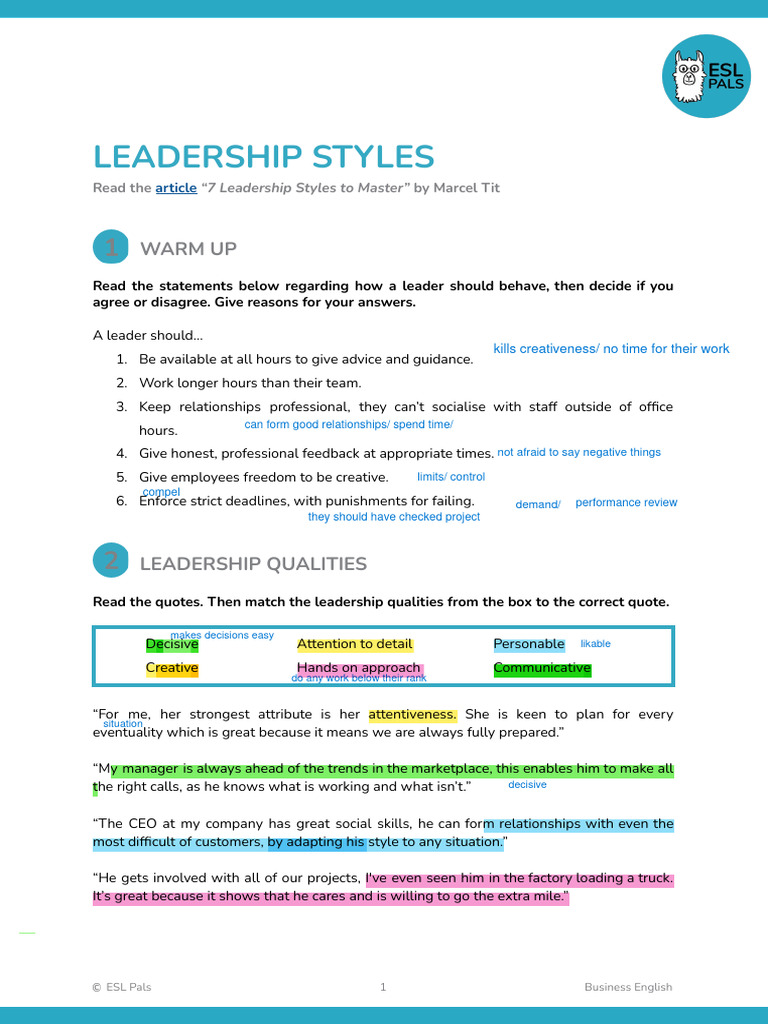SV Leadership Styles | PDF | Leadership | Psychology