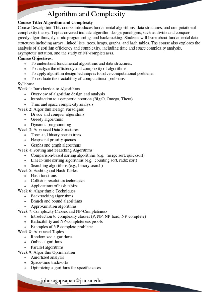 Algorithm and Complexity Module 1 | PDF