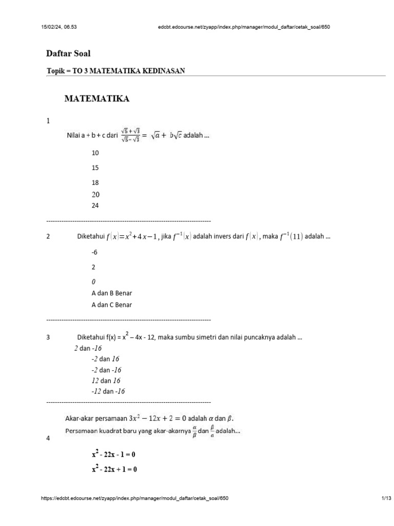 Soal Kedinasan | PDF