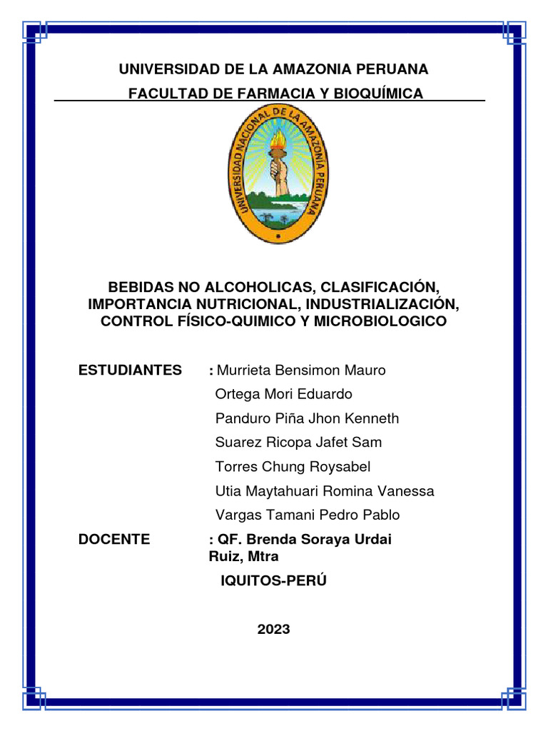 Bebidas No Alcoholicas-Monografia | PDF