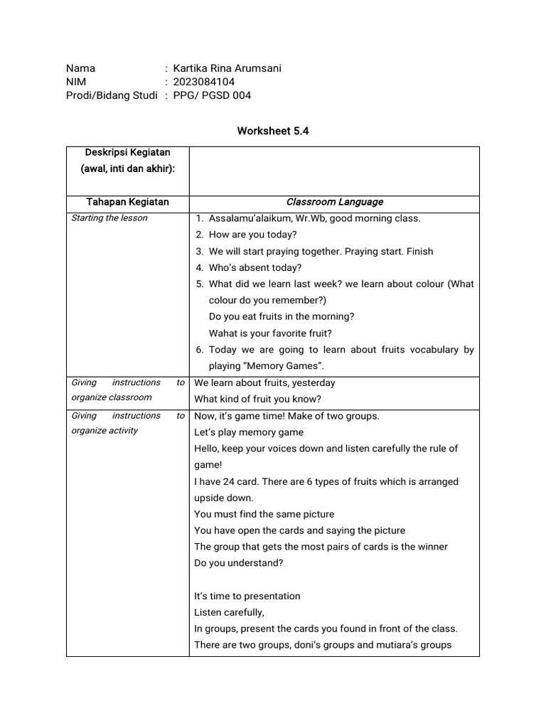 Worksheet 5 4 Topik 5 Kartika Rina Arumsani Pdf
