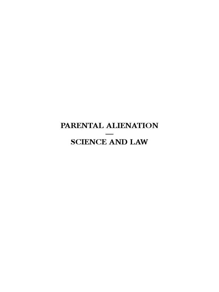 Parental Alienation - Science and Law | PDF